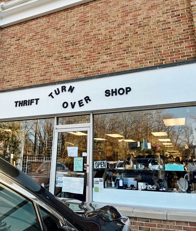 "Thrift Turn Over Shop" - where the name says it all. This brick-fronted gem in Wilton holds surprises behind its modest facade.