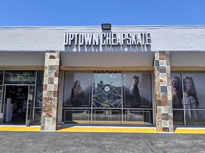 Uptown Cheapskate's trendy storefront attracts fashion-forward shoppers seeking style without the sticker shock of retail.