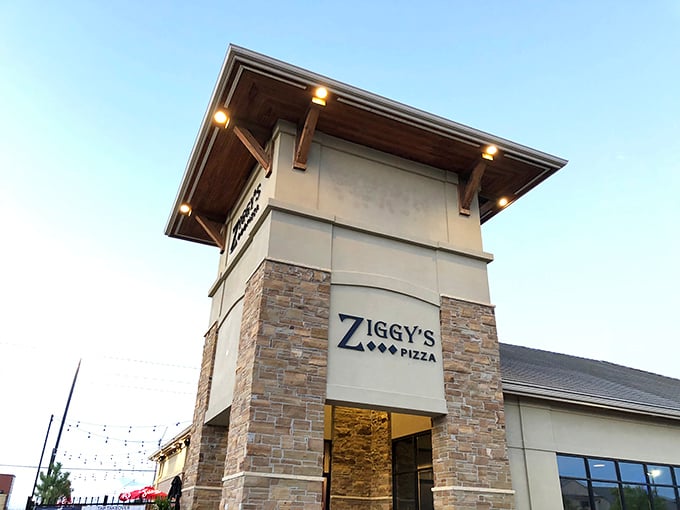 Ziggy's towers above the ordinary pizza landscape. That stone facade isn't just showing off—it's setting expectations for architectural pizza perfection.