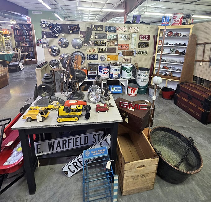 License plates, vintage fans, and toy tractors—Artichoke Annie's is where yesterday's everyday items become today's coveted treasures.