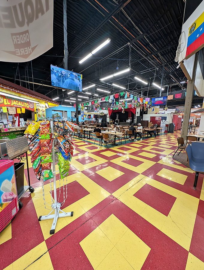 Inside this vibrant bazaar, bright decorations and diverse vendors create a festive shopping experience year-round.