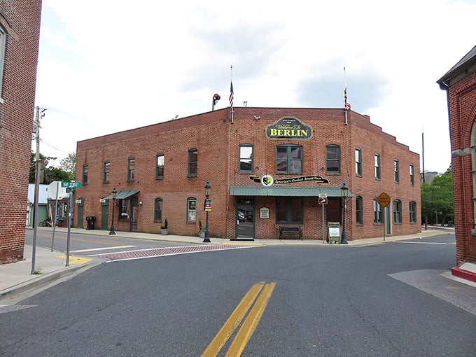 The corner building proudly announces "BERLIN" like a friendly neighbor calling you over for iced tea on the porch.