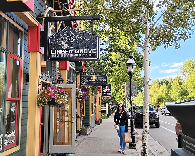 A sunny stroll along Breckenridge’s colorful Main Street, where alpine charm and small-town warmth meet.