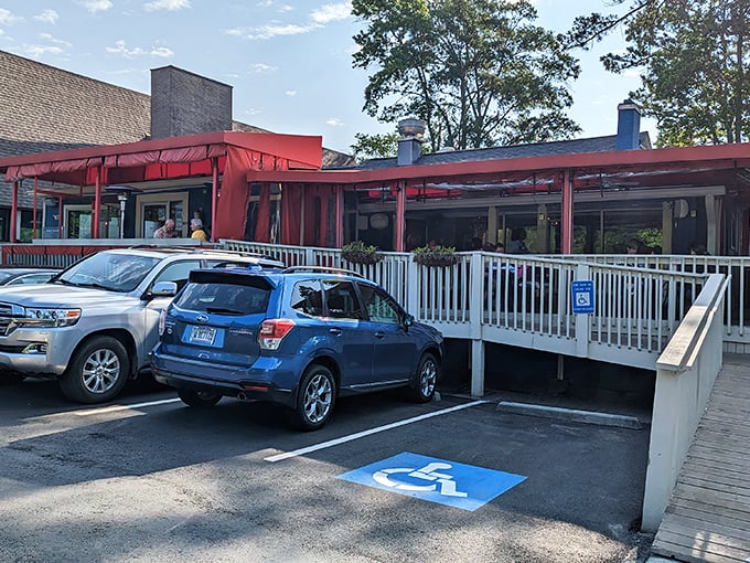That red awning isn't just for shade—it's the gateway to biscuit paradise in Atlanta's breakfast scene.