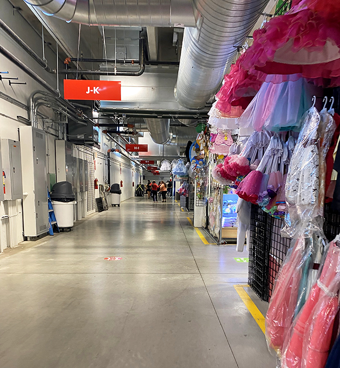 The quiet corridor between vendor stalls—the calm before the bargaining storm that makes Buyer's Flea Market a weekend institution.