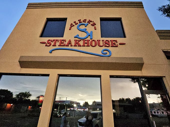 Small-town steakhouses wear their pride on their sleeves, and this colorful facade tells the whole story.