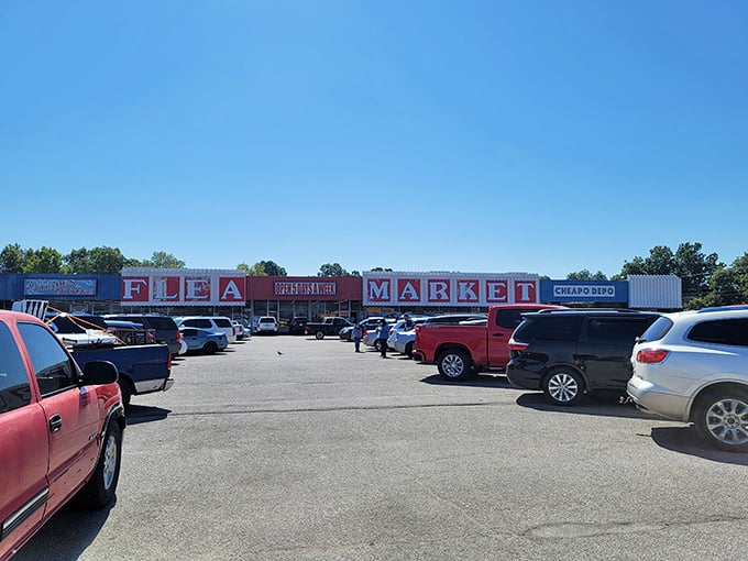 The busy parking lot tells the story - when word spreads about good deals, people come running.