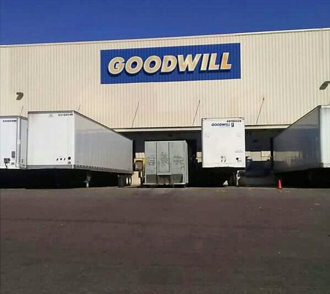 Inside the clearance center, bins and shelves overflow with discounted items waiting for new homes.