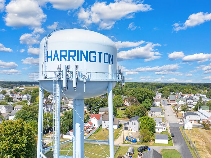 This bird's-eye perspective shows why Harrington attracts retirees seeking affordable suburban tranquility.