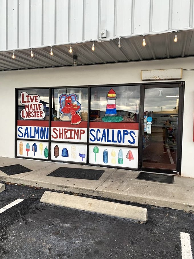 Hand-painted sea creatures beckon you inside—they know what you're craving, and they're not wrong about the treasures that await.