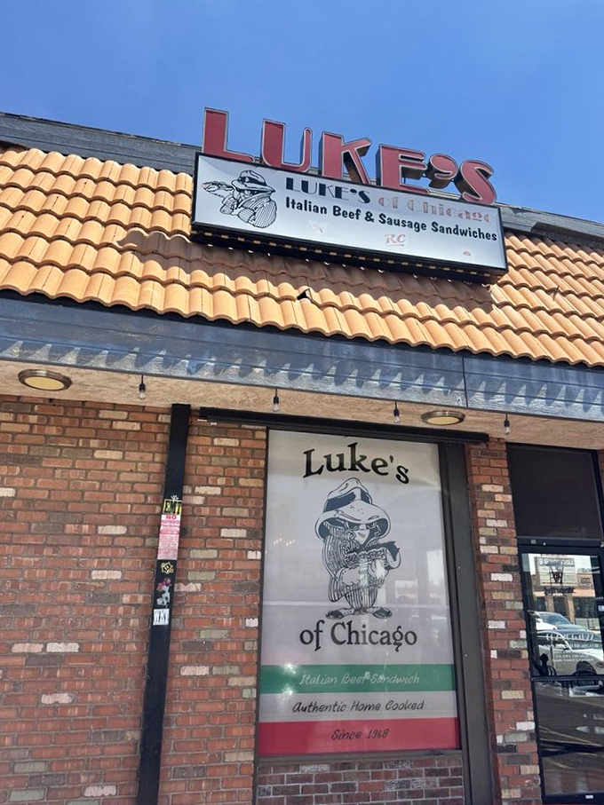 Luke's storefront proudly displays its Chicago heritage. Inside, hot dogs are served the right way—absolutely no ketchup allowed!