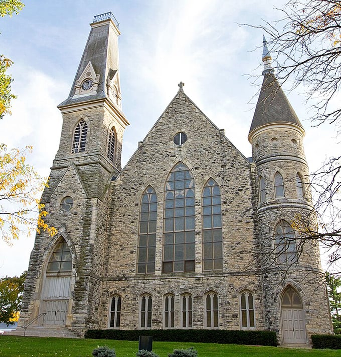 This magnificent stone church stands as a testament to the faith and architectural ambition of Mount Vernon's founding generations.
