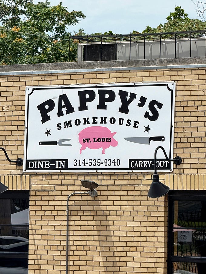 The sign says "Smokehouse" but might as well say "Happiness Factory"—Pappy's delivers joy by the plateful.