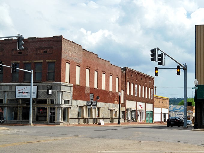 Main Street stretches toward the mountains like a Norman Rockwell painting come to life in Arkansas.