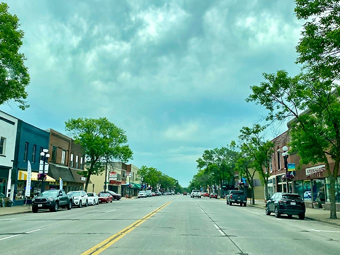 Blue skies frame Rice Lake's charming main drag, where nobody's in a hurry and that's precisely the point.