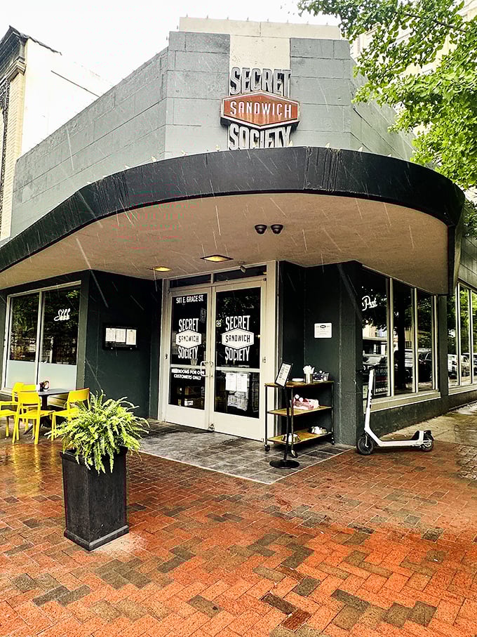 Downtown Richmond's Secret Sandwich Society isn't really keeping secrets - that sign practically shouts "amazing sandwiches inside!"