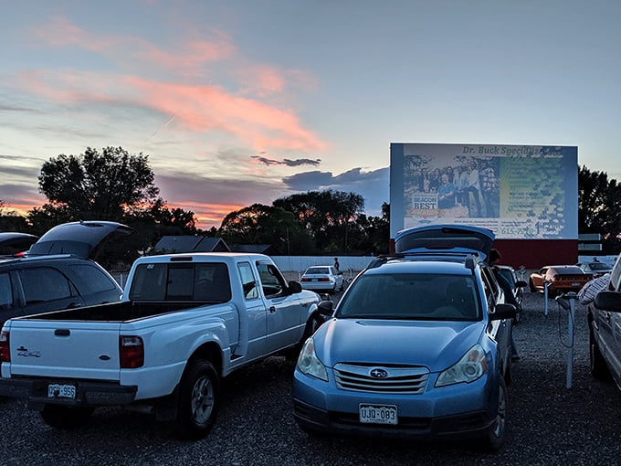 As the sun dips below the horizon in Montrose, the Star Drive-In comes to life—cars lined up, trunks open, and the first flicker of film lighting up the sky.