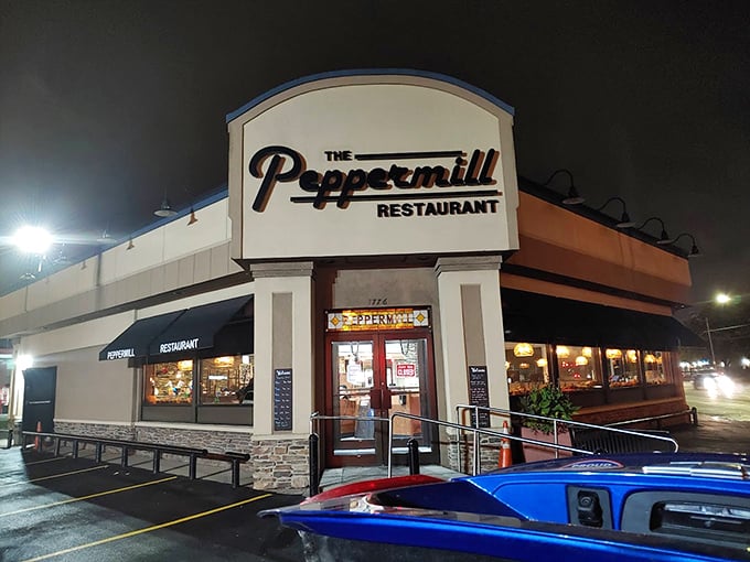 Strip mall location, five-star steaks—never judge a steakhouse by its parking lot, friends, never judge by the parking lot.