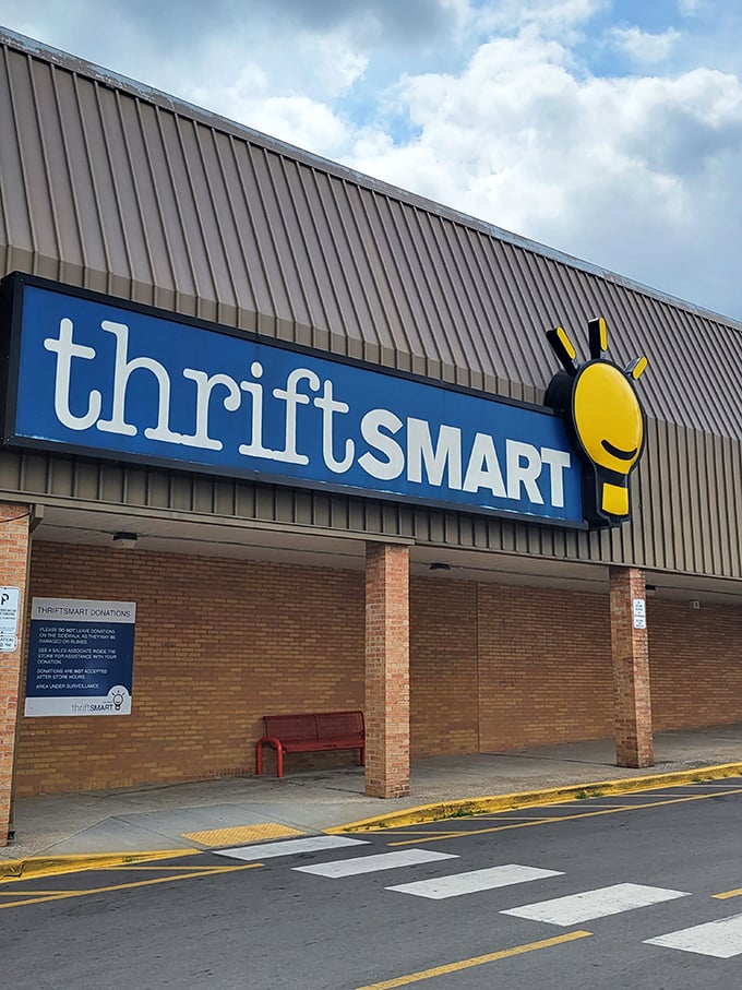 The clean, modern facade suggests this isn't your grandmother's dusty old thrift store experience anymore.