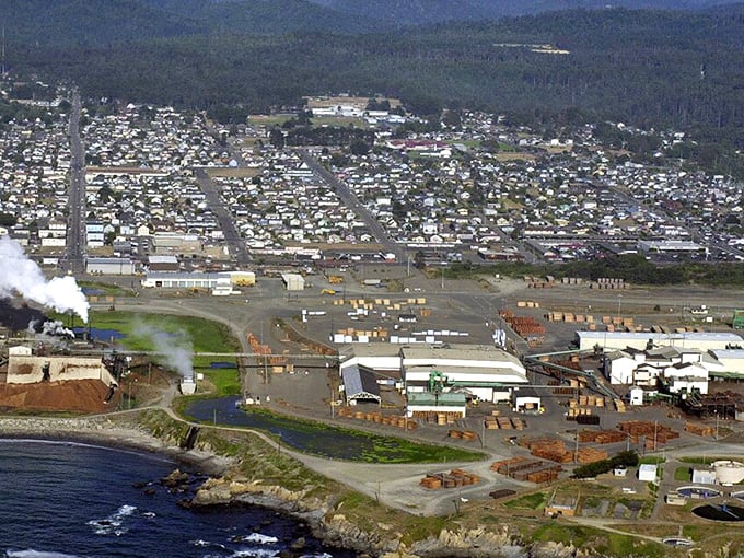 From this aerial perspective, you can see how Fort Bragg balances industry, residential neighborhoods, and natural beauty—a working town that hasn't sacrificed its soul to tourism.