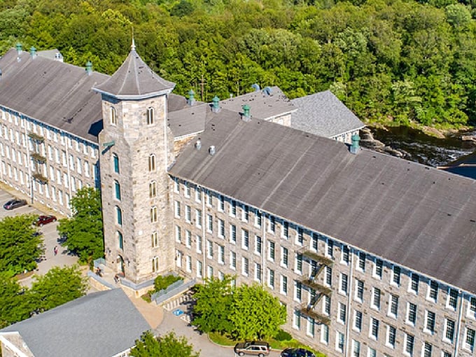This historic mill complex once clothed America and now stands as a monument to Windham's industrial past—talk about a career change!