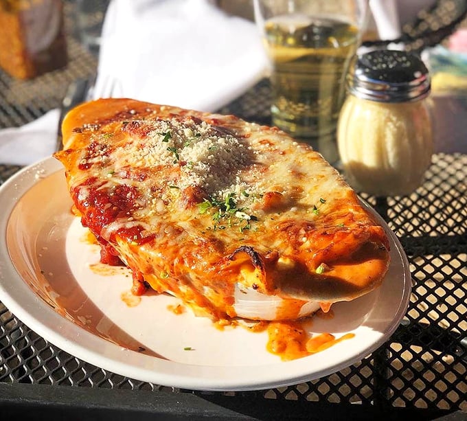 This isn't just lasagna—it's a geological wonder with layers of pasta, sauce, and cheese that would make any Italian nonna weep with pride.