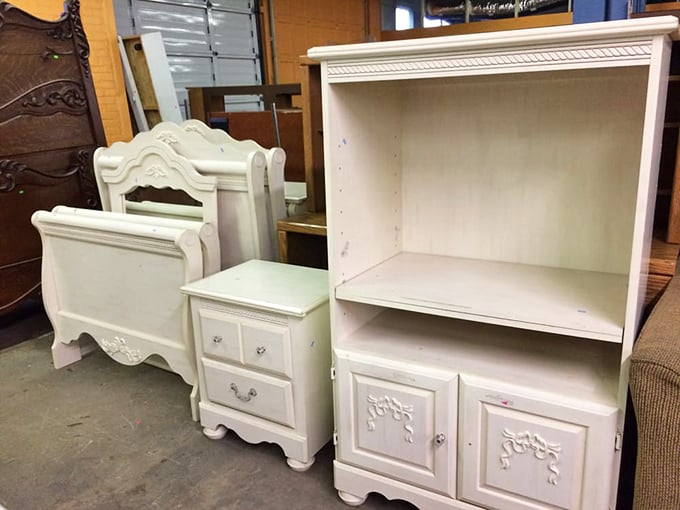 This pristine white bedroom set isn't just furniture—it's the beginning of a fairy tale waiting for its happily ever after.