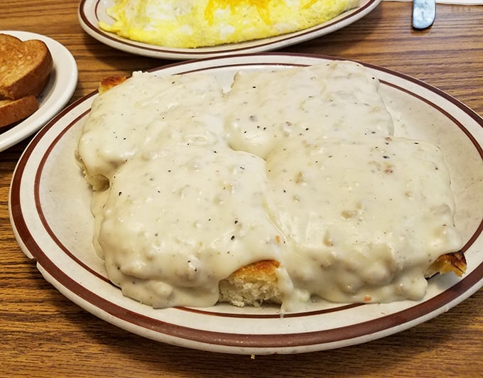 Biscuits and gravy so good they should require a permission slip. That's not a meal—it's a warm hug on a plate.