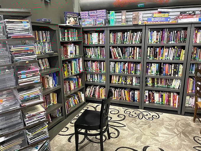 The book nook—where literary treasures and forgotten bestsellers create that perfect used bookstore aroma that true bibliophiles recognize as the scent of possibility.