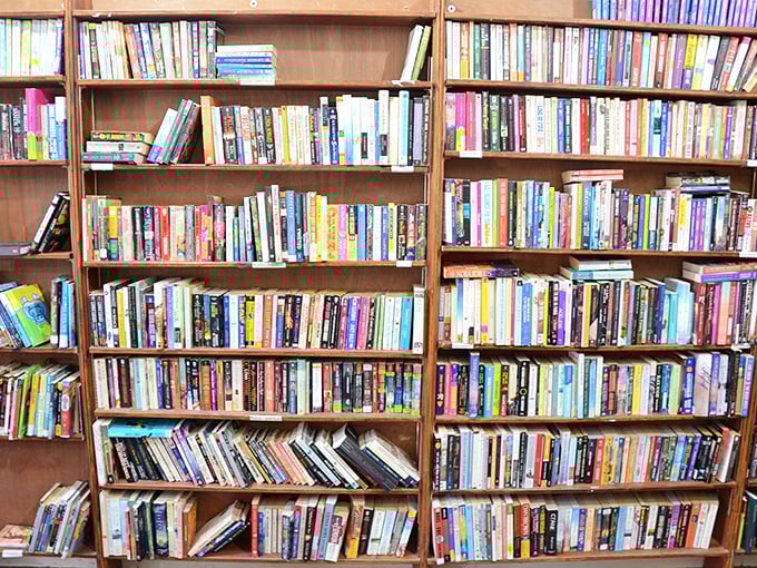 The book section rivals small-town libraries. Each spine represents someone else's adventure, now waiting for you to turn the page.