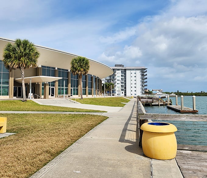 The Brannon Center sits waterside like a modern-day community living room. Where locals gather for everything from tango lessons to tax seminars.