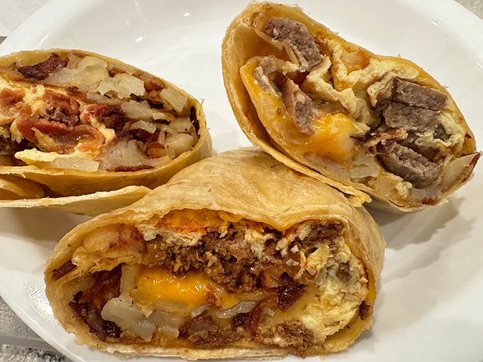 Breakfast burritos that could fuel a NASA mission – packed with eggs, cheese, and enough savory goodness to jumpstart any morning.