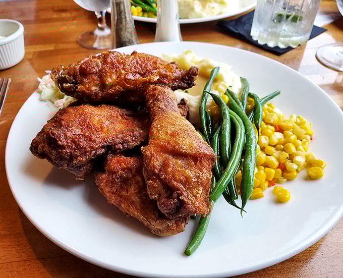 Broasted chicken that's somehow both crackling crisp and juicy inside—the culinary equivalent of finding a unicorn in your backyard.