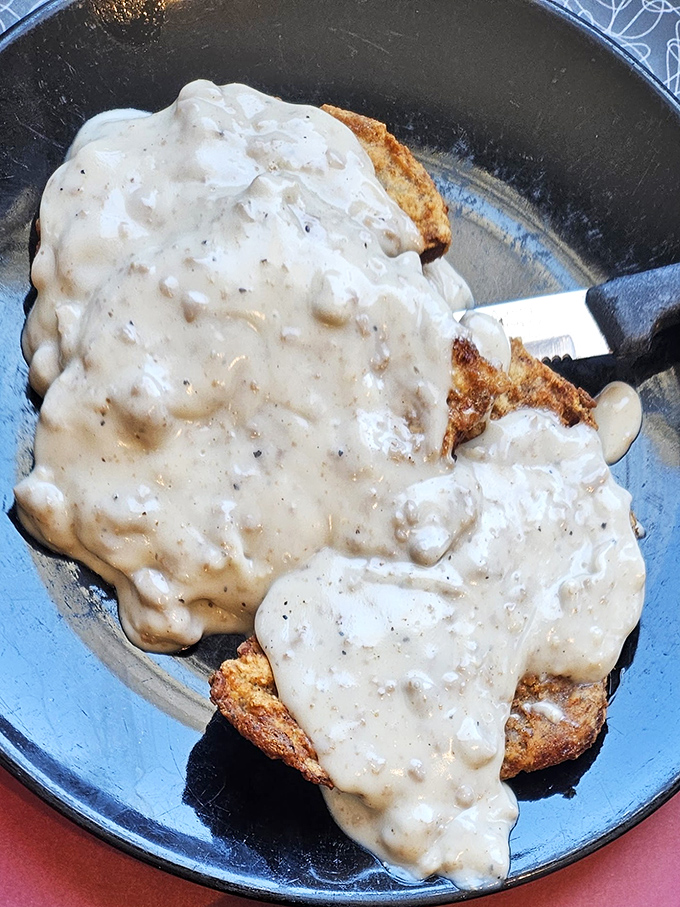 Biscuits and gravy: the breakfast equivalent of a warm hug from your favorite grandparent. That pepper-speckled country gravy is practically speaking in a Southern accent.