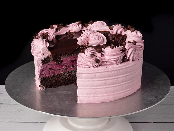 This Black Raspberry Chocolate Chip cake isn't just dessert—it's an edible work of art that belongs in the Louvre of Lactose.