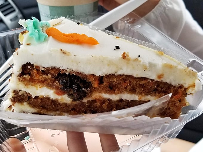 This isn't just carrot cake—it's an engineering marvel of moistness with cream cheese frosting so perfect it deserves its own Nobel Prize category.