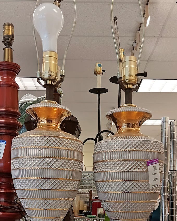 These vintage lamps aren't just lighting fixtures; they're conversation pieces with stories to tell. Mid-century design at yard sale prices!