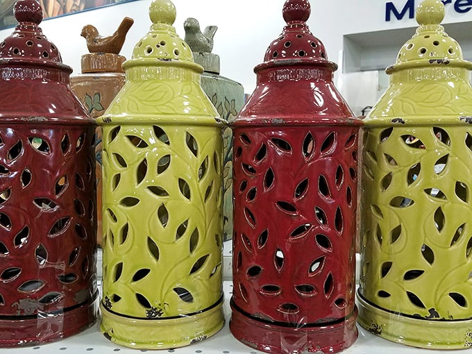 These ceramic lanterns aren't just decorative—they're conversation starters waiting to illuminate your patio with their honeycomb glow.