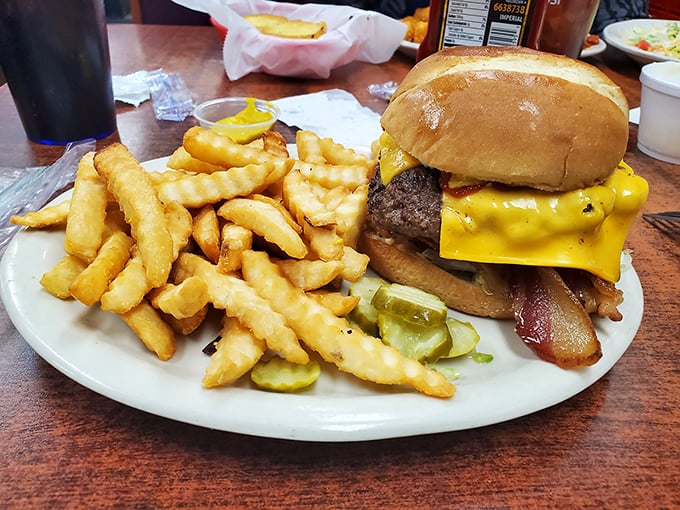When cheese drapes over bacon like that, you know someone in the kitchen truly understands burger architecture.