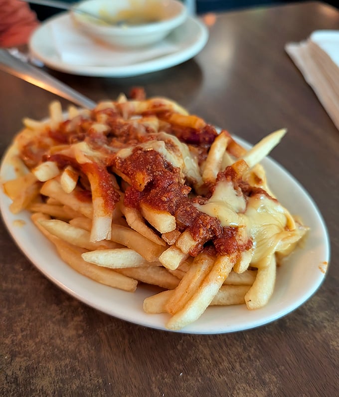 Chili cheese fries – where crispy potatoes meet savory chili in a marriage so perfect it should have its own reality show.