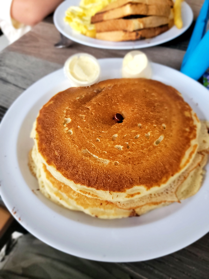 This pancake isn't trying to impress anyone with height or garnishes – it's just quietly being the best darn pancake in Delaware.