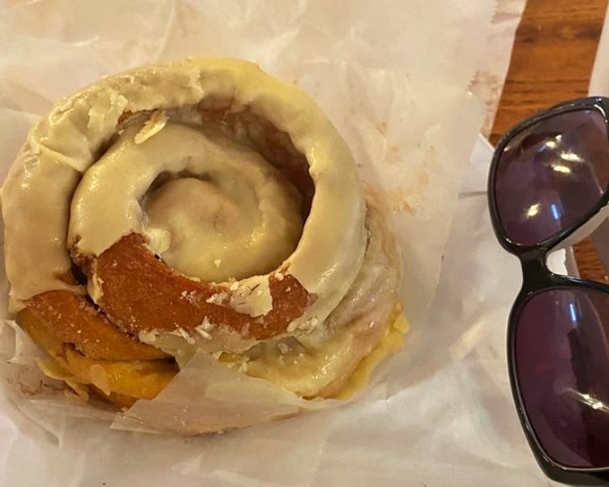 This isn't just a cinnamon roll—it's a spiral-bound love letter to butter, sugar, and spice that makes Monday mornings bearable again.