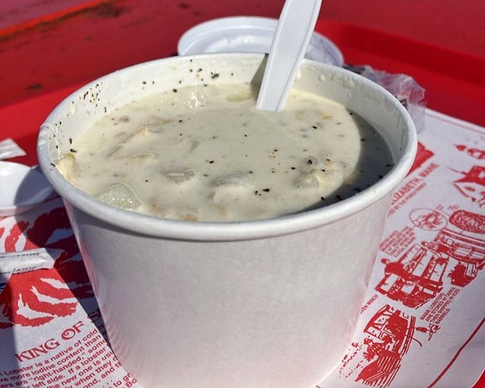 Clam chowder so creamy and rich it could make a New Englander weep with joy. Comfort in a cup.