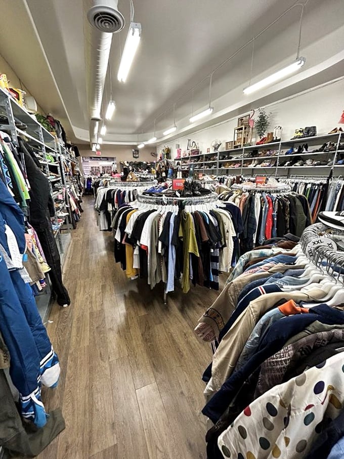 The well-organized clothing aisles make treasure hunting efficient—like having a personal stylist who's also an archaeologist of awesome finds.