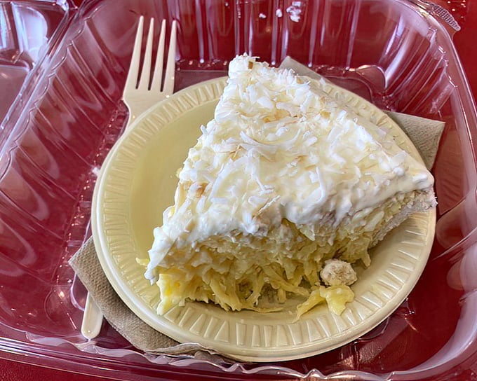 Coconut cream pie that makes you wonder if you should have ordered dessert first—life's too short to miss this cloud of tropical bliss.