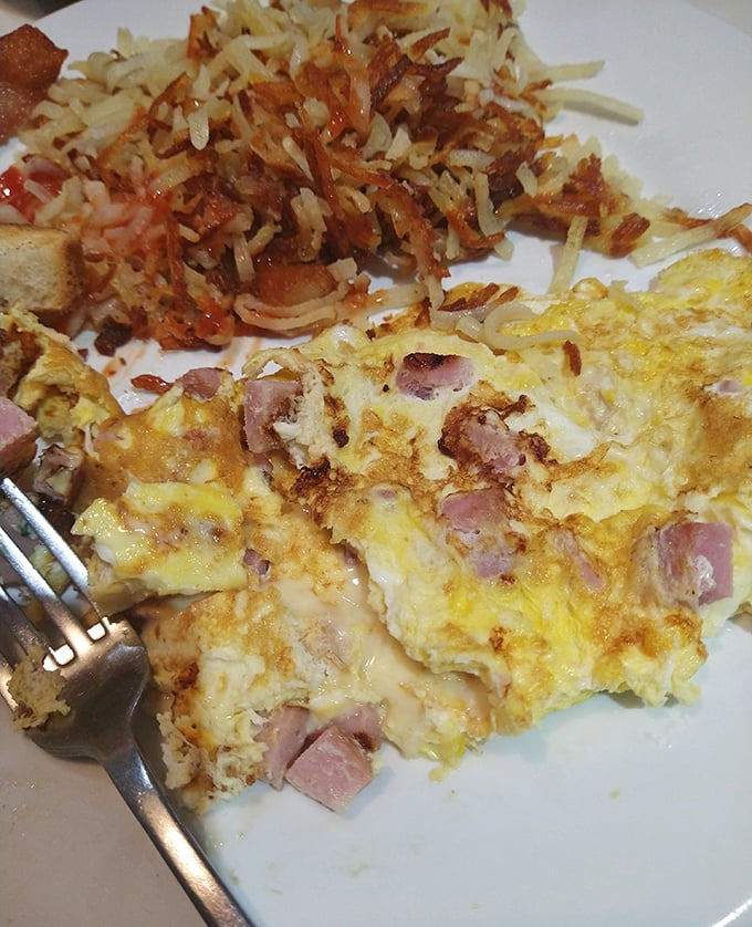 This ham and cheese omelet with crispy hash browns isn't just breakfast—it's edible therapy for whatever ails you.
