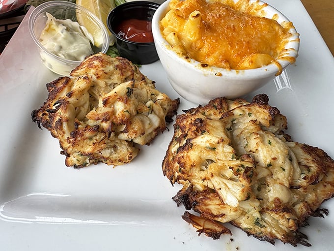 These golden-brown crab cakes and mac & cheese aren't just food; they're edible postcards from the Delaware shore.