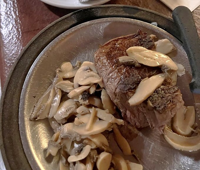 Steak and mushrooms – a romance that's outlasted most Hollywood marriages. This filet mignon is the reason vegetarians occasionally have second thoughts.