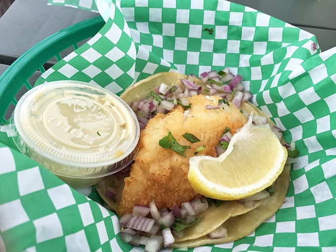 This fish taco doesn't need fancy plating or pretentious descriptions – just fresh catch, bright toppings, and a squeeze of sunshine. California in a bite.