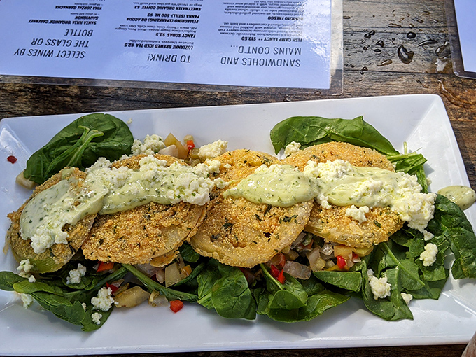 Fried green tomatoes: proof that sometimes the best things in life are the simplest—and occasionally need to ripen before their time.